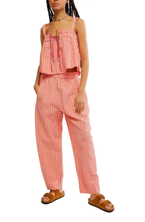 Free People Gingham High-waist Poplin Pants