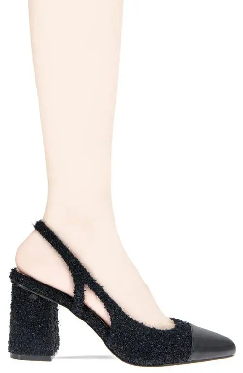 Bcbgmaxazria Darrin Block Heel Slingback Pump - Black Boucle/ Black