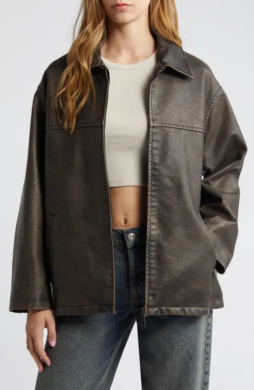 BDG URBAN OUTFITTERS Faux Leather Aviator Jacket