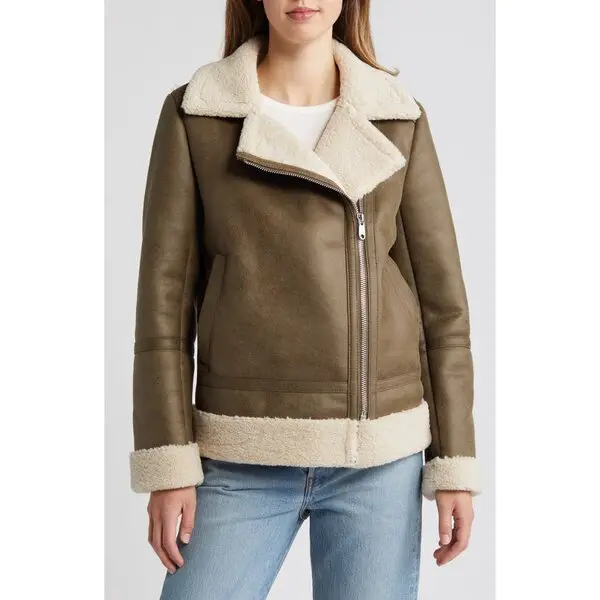 Buy Sam Edelman Faux Leather Faux Shearling Moto Jacket Ivory