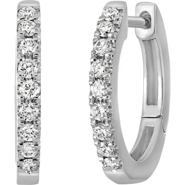 Bony Levy 18k Diamond Hoop Earrings - White Gold