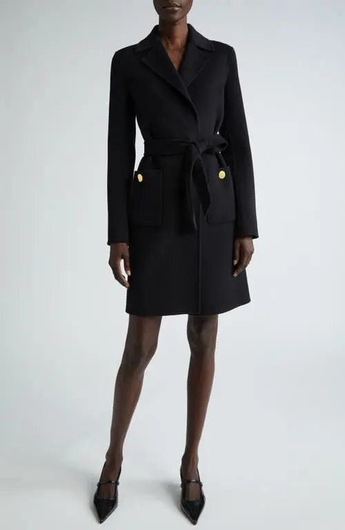 St. John Belted Wool & Cashmere Coat - Black