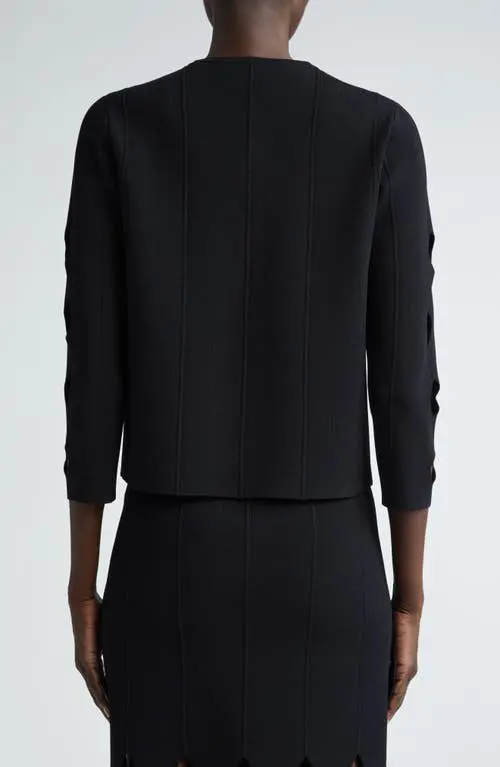St. John Milano Knit Cutout Sleeve Cardigan