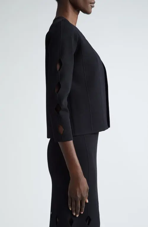 St. John Milano Knit Cutout Sleeve Cardigan