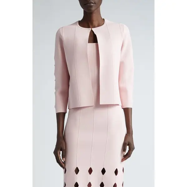 St. John Milano Knit Cutout Sleeve Cardigan