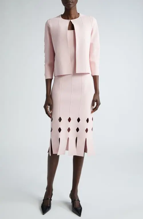 St. John Milano Knit Cutout Sleeve Cardigan