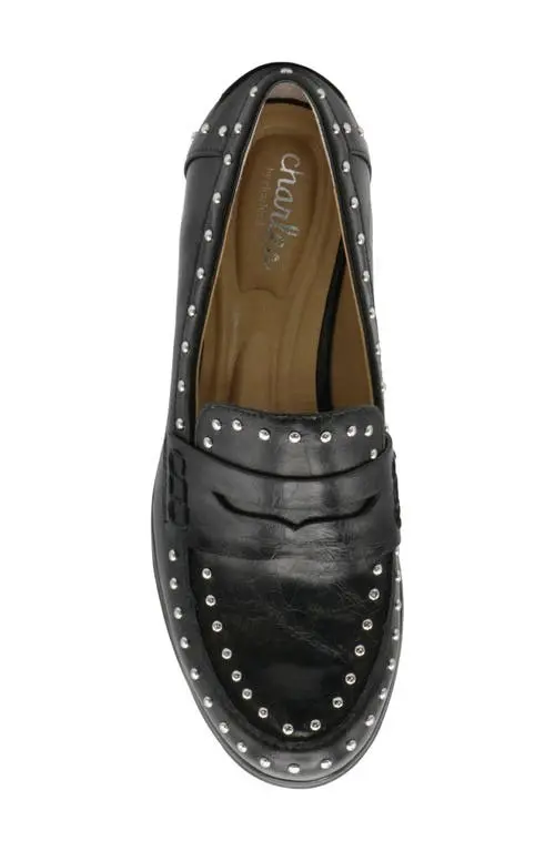 Charles By Charles David Basile Studded Penny Loafer - Black Distressed