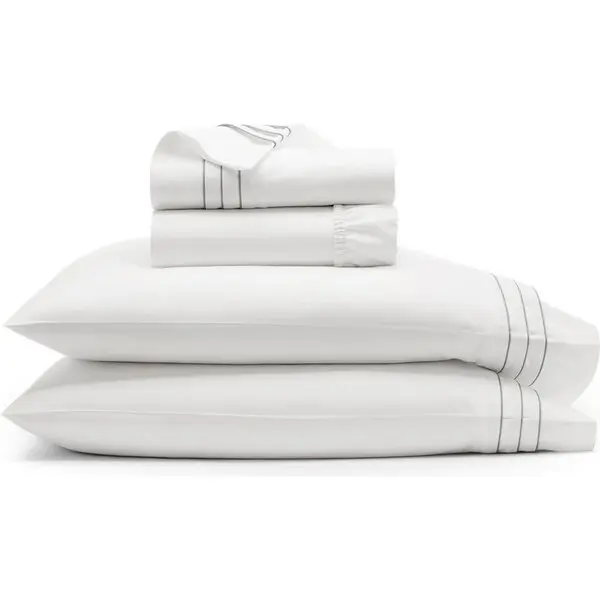 BOLL & BRANCH Signature Triple Pleat Organic Cotton Sheet Set - White/ Shore