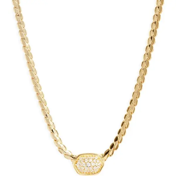 Kendra Scott Alanna Crystal Pendant Necklace - Gold White Crystal