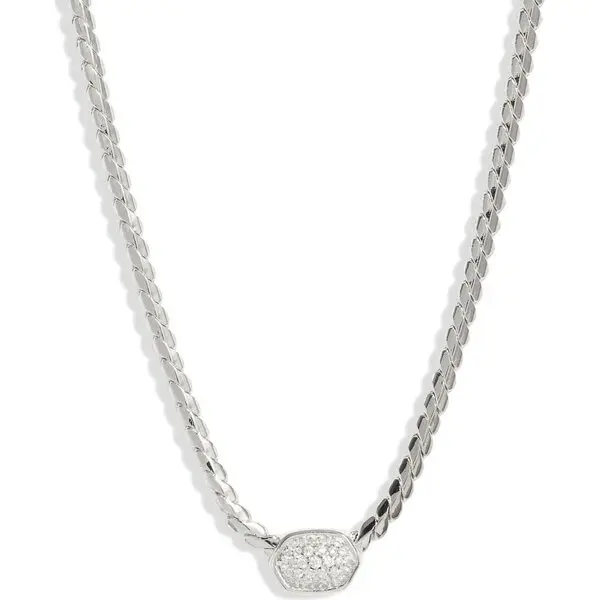 Kendra Scott Alanna Crystal Pendant Necklace - Silver White Crystal