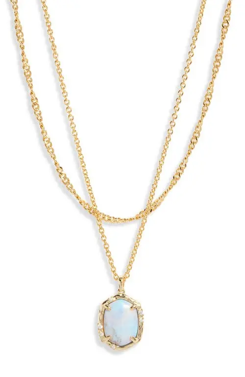 Kendra Scott Daphne Layered Pendant Necklace - Gold Light Blue Magnesite