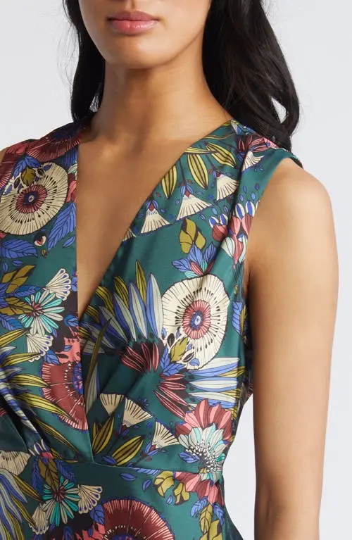 feather floral satin maxi dress sam edelman Sam Edelman Feather Floral Satin Maxi Dress In Green Multi - 75% Off