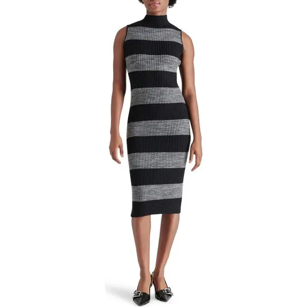 navy and white striped dress Veronica Beard Ella Striped Midi Dress | Navy|Dove White