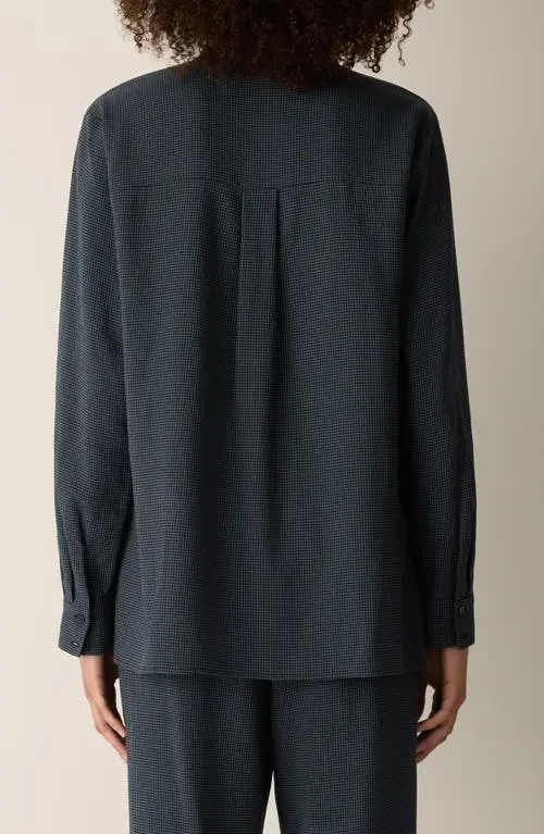 Eileen Fisher Oversize Band Collar Button-up Shirt