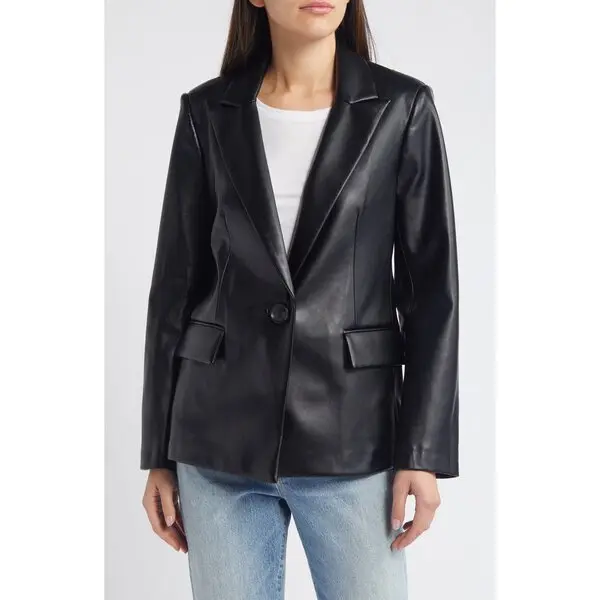 Sam Edelman Faux Leather Blazer - Black
