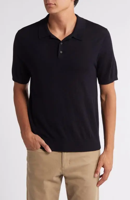 Vince Short Sleeve Merino Wool Polo Sweater - Coastal