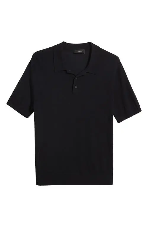 Vince Short Sleeve Merino Wool Polo Sweater - Coastal