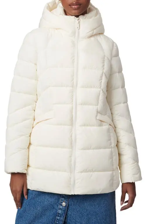Bernardo Hooded Puffer Jacket With Bib - Ecru