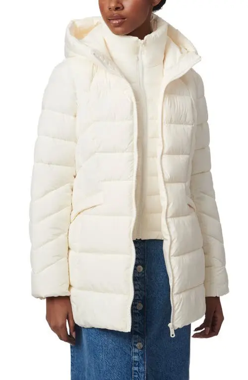 Bernardo Hooded Puffer Jacket With Bib - Ecru