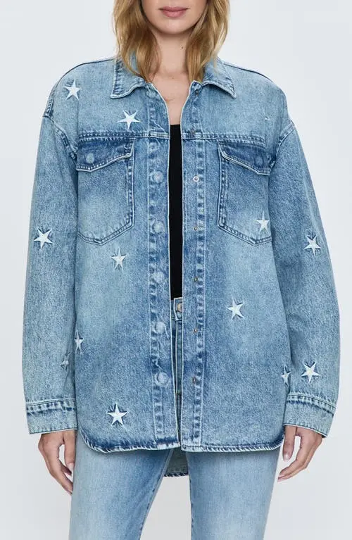 PISTOLA Mandy Star Embroidered Oversize Denim Shirt Jacket
