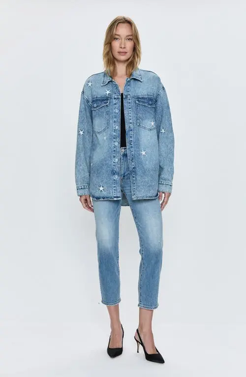 PISTOLA Mandy Star Embroidered Oversize Denim Shirt Jacket