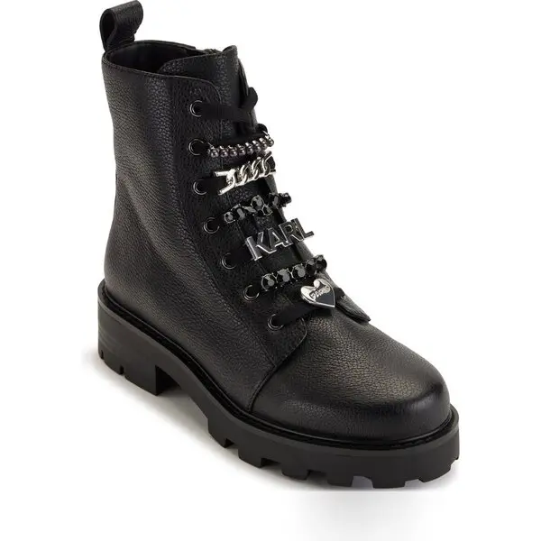 Karl Lagerfeld Paris Mela Combat Boots - Black