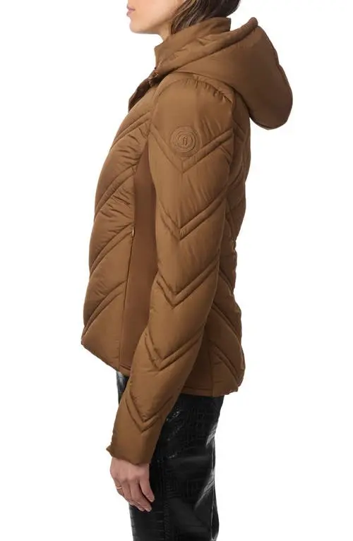 Bernardo Hooded Puffer Jacket With Bib - Dark Camel