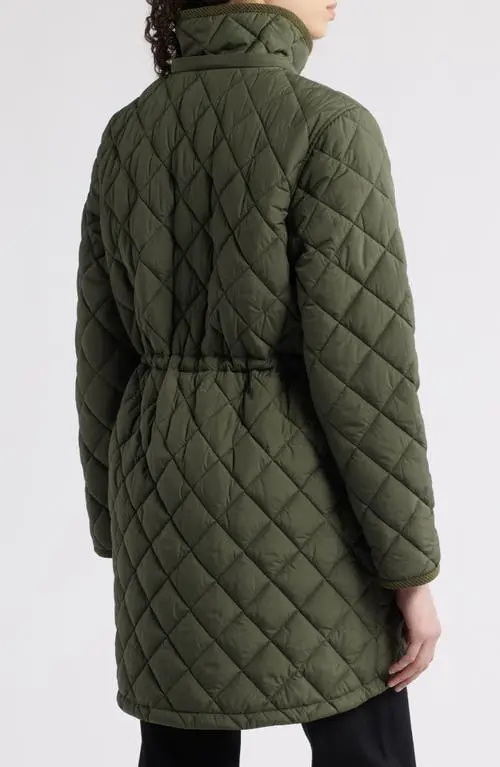 Bernardo Diamond Quilted Puffer Coat With Hood - Olive