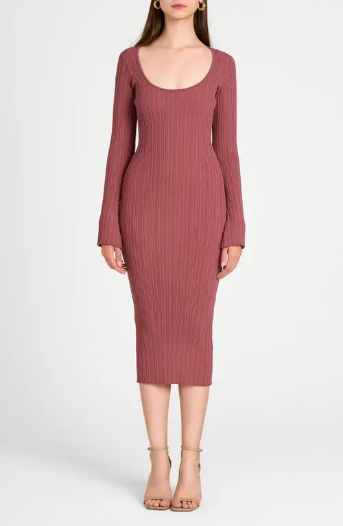 Wayf Alexi Long Sleeve Rib Dress In Mauve - 55% Off | Editorialist