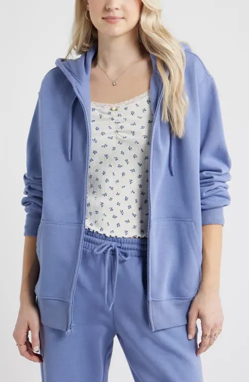 Bp. Oversized Zip Fleece Hoodie - Blue Frost