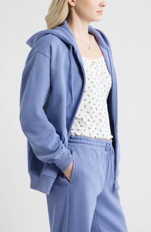 Bp. Oversized Zip Fleece Hoodie - Blue Frost