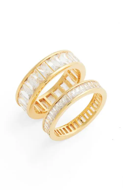Nordstrom Set Of 2 Cubic Zirconia Rings - Clear- Gold