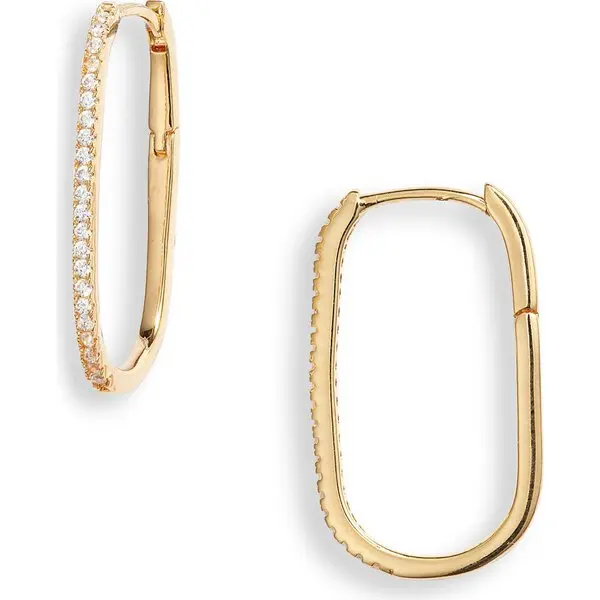 Nordstrom Demi Fine Skinny Oval Hoop Earrings - 14k Gold Plated
