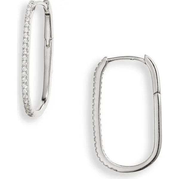 Nordstrom Demi Fine Skinny Oval Hoop Earrings - Sterling Silver Plated