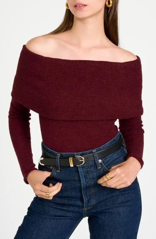 WAYF Morgan Off-the-shoulder Sweater - Dark Merlot