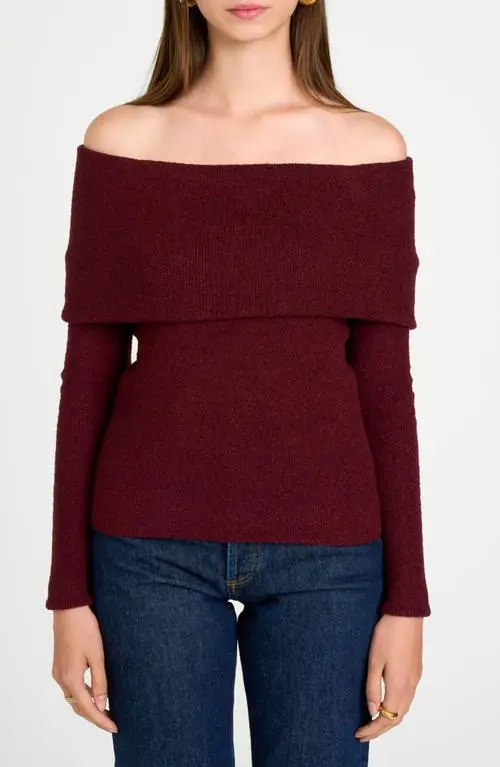 WAYF Morgan Off-the-shoulder Sweater - Dark Merlot