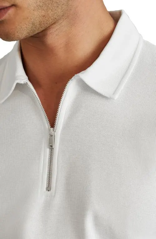 REISS Cayman Half Zip Polo - White