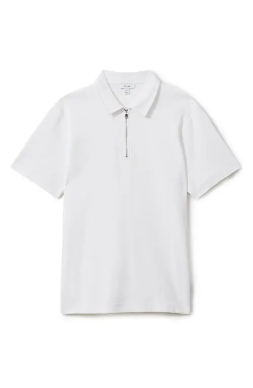 REISS Cayman Half Zip Polo - White