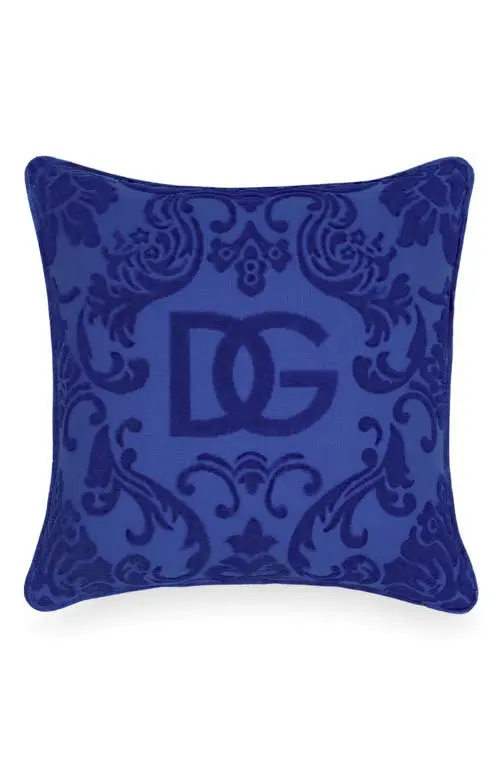 Dolce & Gabbana Dg Logo Cotton Terry Cloth Outdoor Accent Pillow - Blue