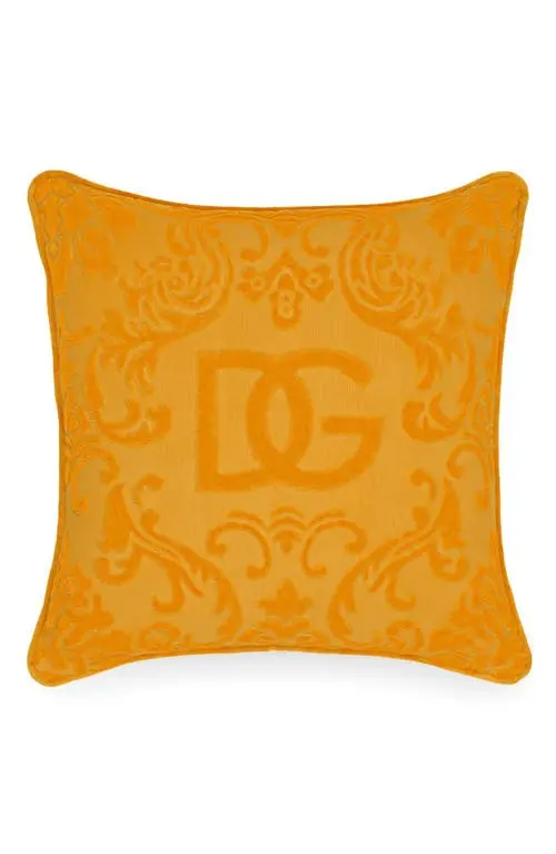 Dolce & Gabbana Dg Logo Cotton Terry Cloth Outdoor Accent Pillow - Gold