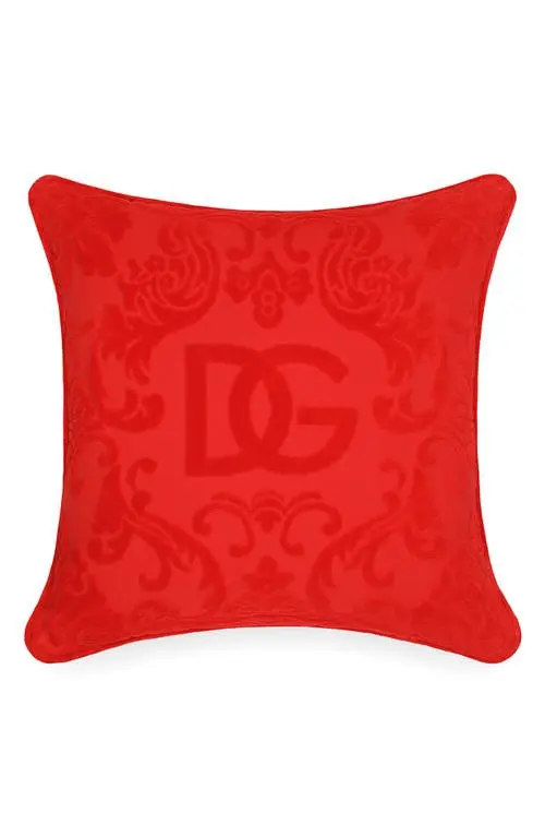 Dolce & Gabbana Dg Logo Cotton Terry Cloth Outdoor Accent Pillow - Red