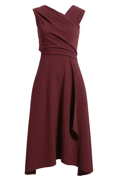 Vince Camuto Ruched Asymmetric Crepe Dress In Aubergine 40% Off