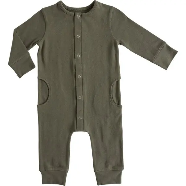 PEHR Essentials Long Sleeve Organic Cotton Romper - Olive