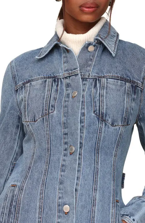 Avec Les Filles Fitted Long Denim Jacket