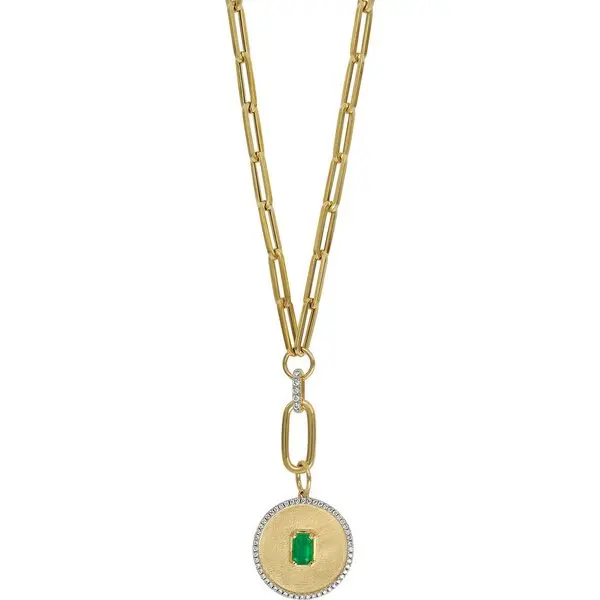 Bony Levy El Mar Emerald & Diamond Medallion Pendant Necklace - Emerald/18k Yellow Gold
