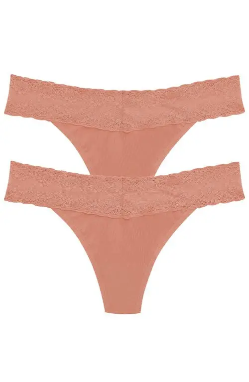 Natori Bliss Perfection Lace Trim Thong 2-pack - Frose