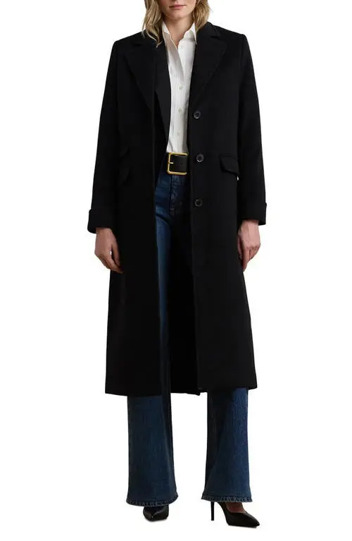Ralph Lauren Longline Wool Blend Reefer Coat - Black