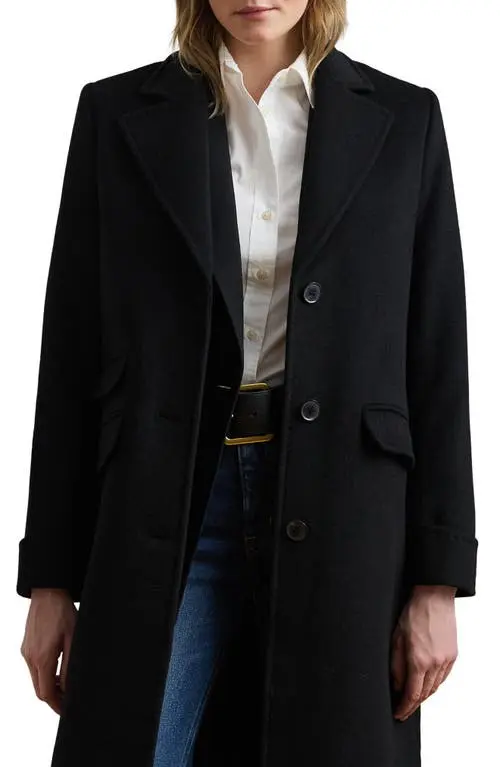 Ralph Lauren Longline Wool Blend Reefer Coat - Black