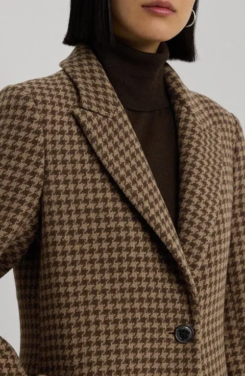Ralph Lauren Houndstooth Wool-blend Coat - Camel/cognac