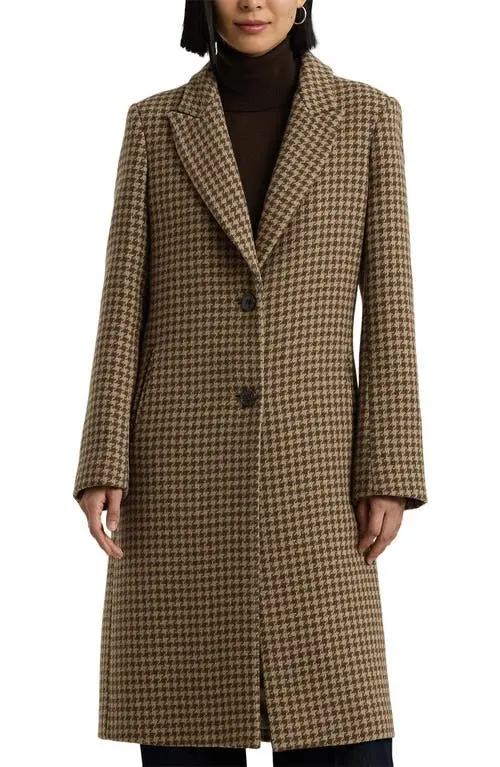 Ralph Lauren Houndstooth Wool-blend Coat - Camel/cognac